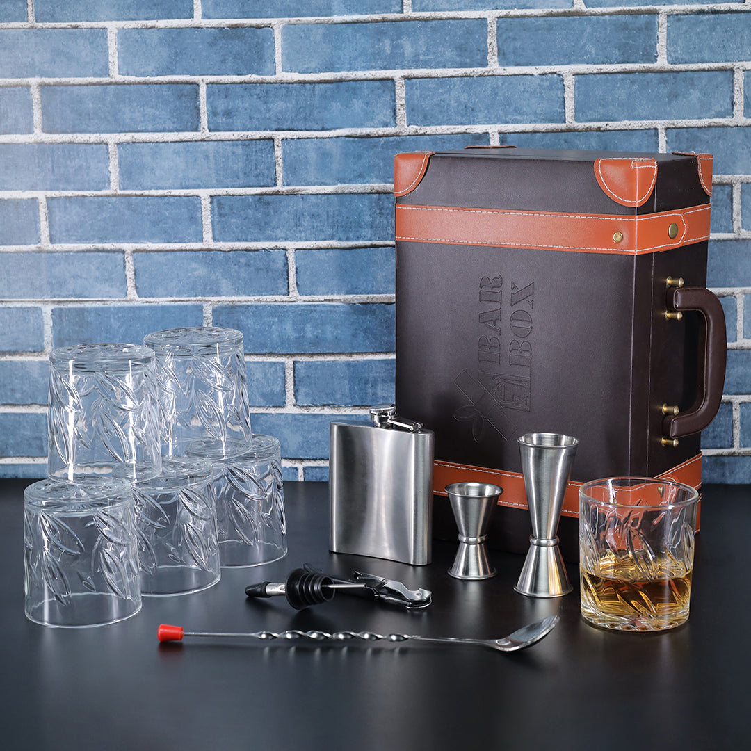Portable Bar Set of 6 Whiskey Glass Bar Kit – Bar Box